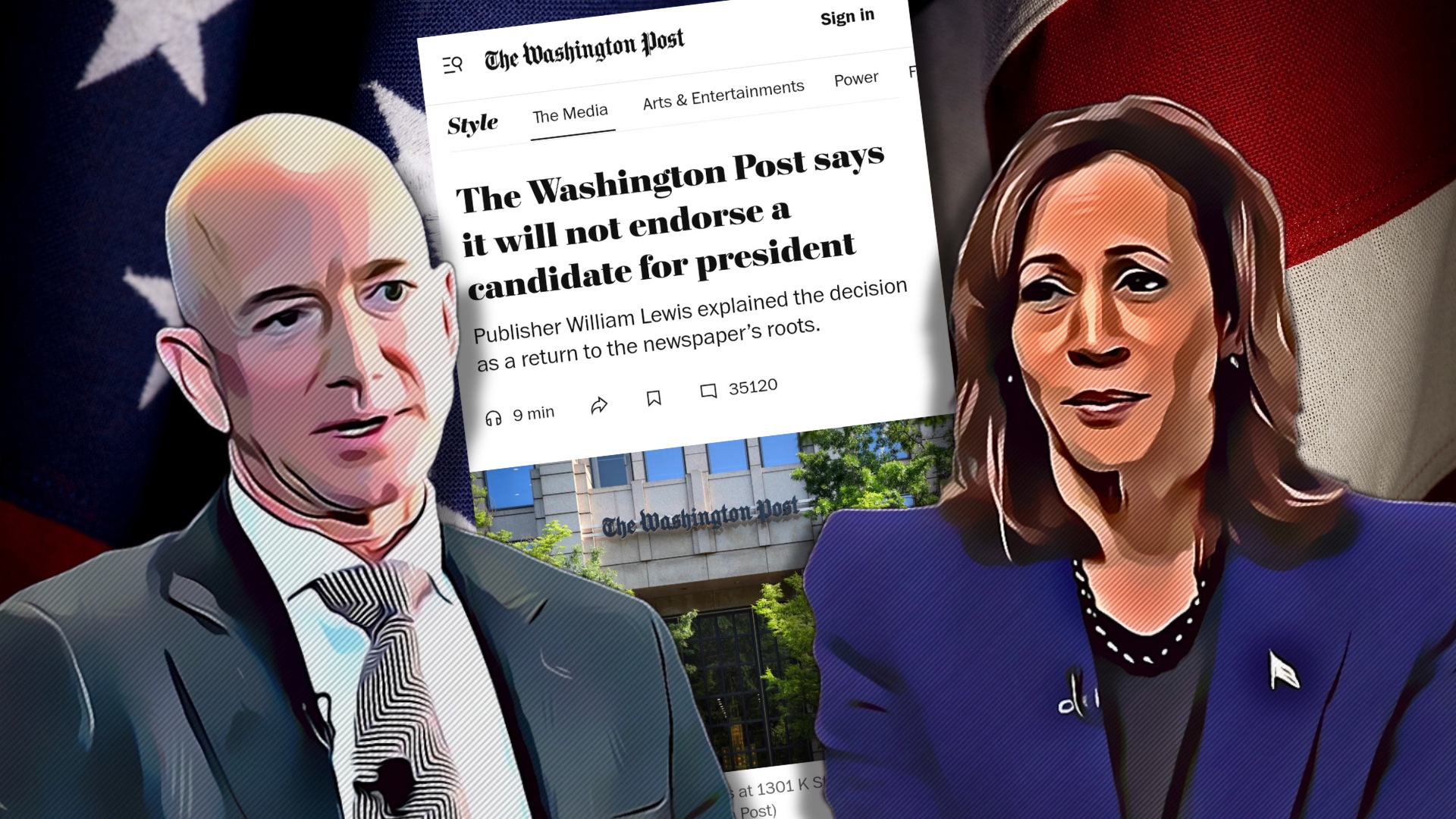 “We're not going to say we're voting for Harris.” And Bezos immediately ...